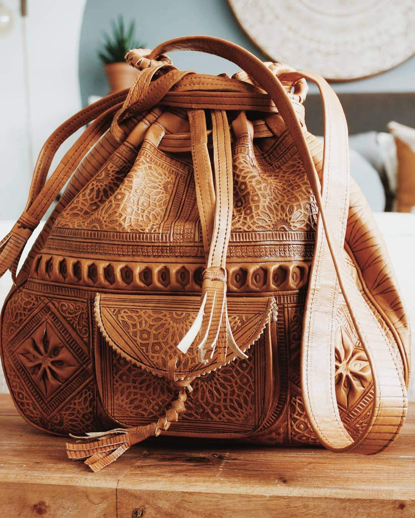 Genuine Moroccan Handmade Leather Shoulder Bag Tan – Moroccan Style©