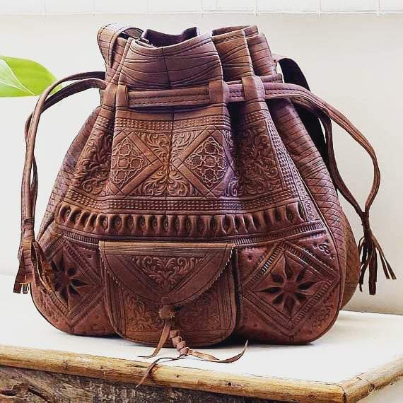 Genuine Leather Moroccan Shoulder Bag Brown Ladies Bag – Moroccan Style©